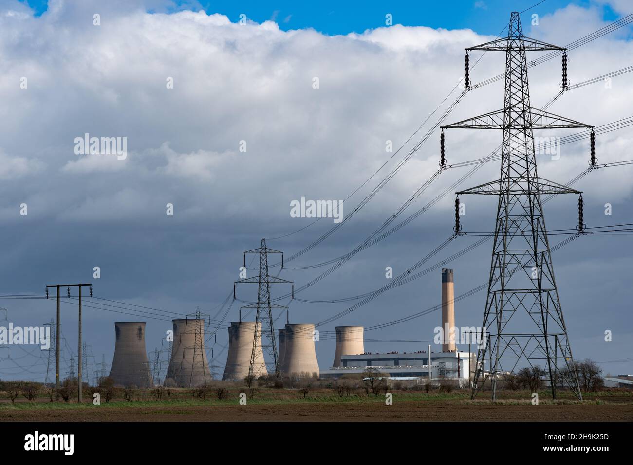 The Drax power station, a large biomass and coal-fired power station in ...