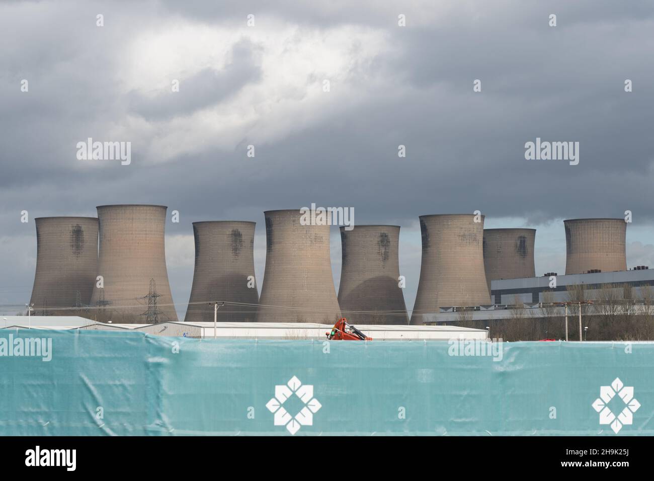 Water coolers at the Drax power station, a large biomass and coal-fired ...