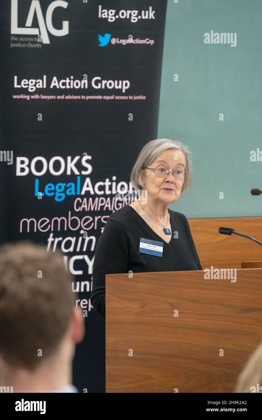Lady Hale speaking at Legal Aid at 70 Conference in London. Brenda ...