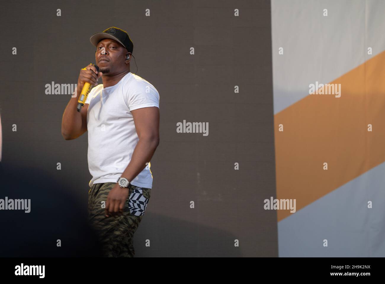 Dizzy Rascal performing on stage at the 2019 All Points East Festival ...