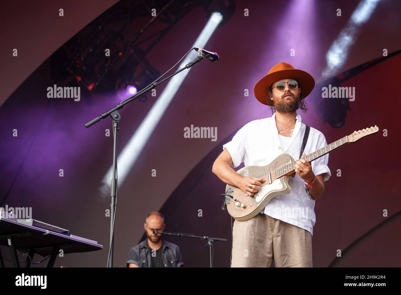 Ry X performing on stage in Victoria Park at the 2019 All Points East ...