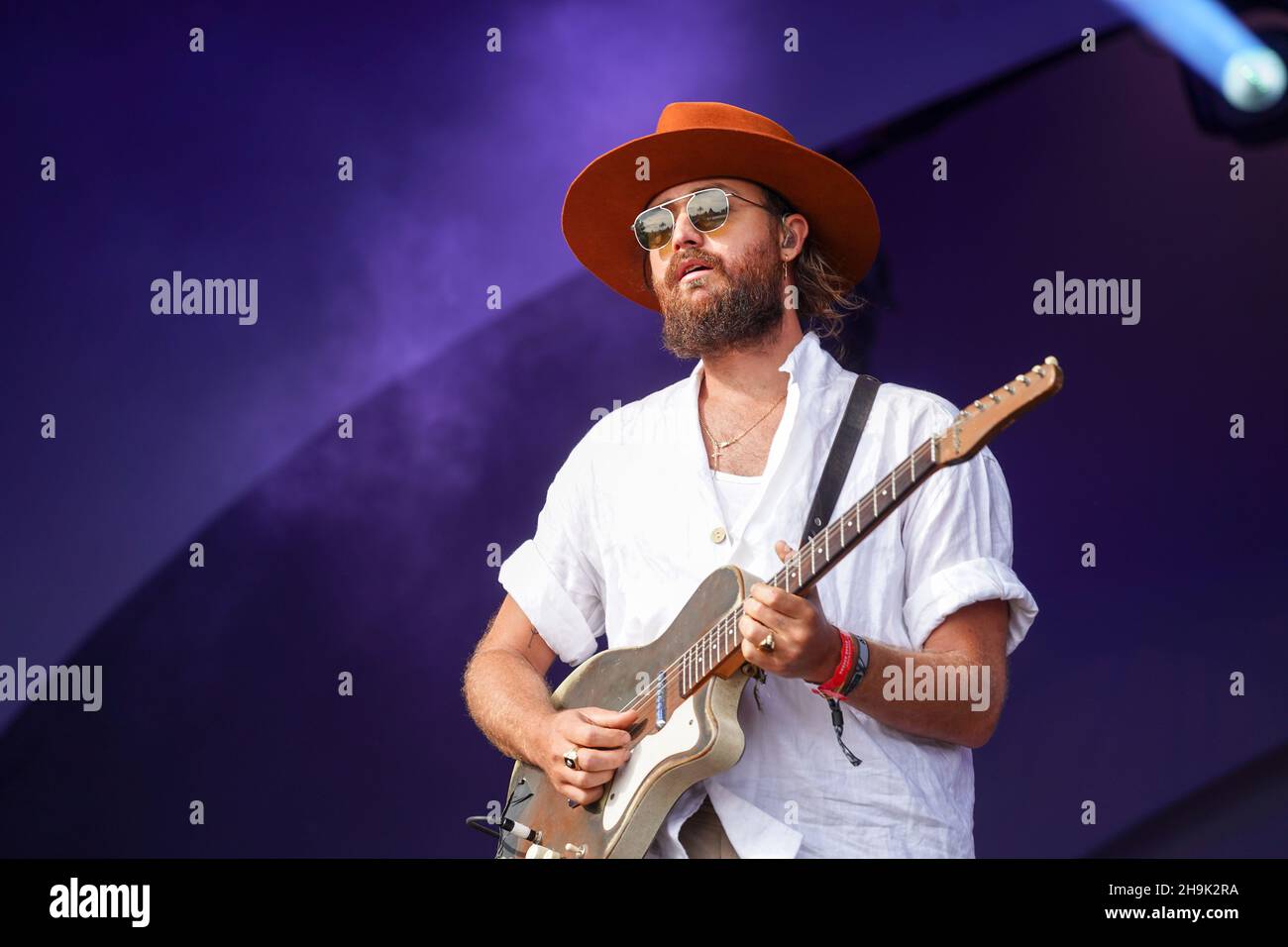 Ry X performing on stage in Victoria Park at the 2019 All Points East ...
