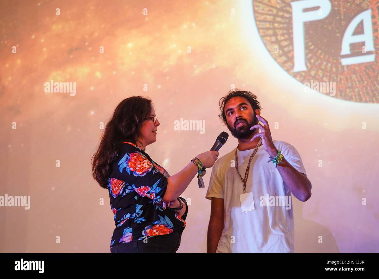 Himesh Patel, who plays Jack Malik in Yesterday, with Helen O'Hara of Empire magazine before ...