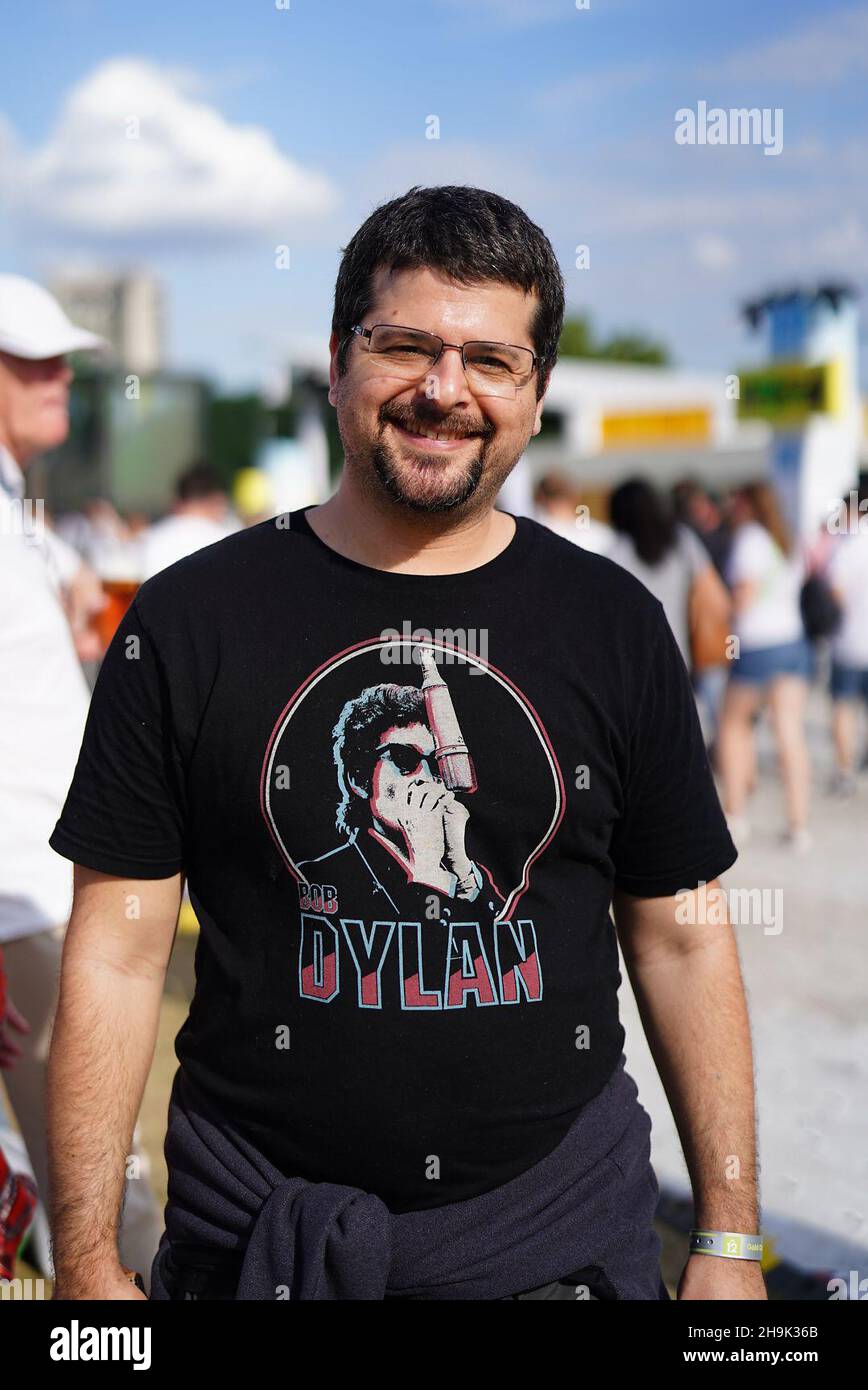 A Bob Dylan fan before a performance at Hyde Park in London (from a ...