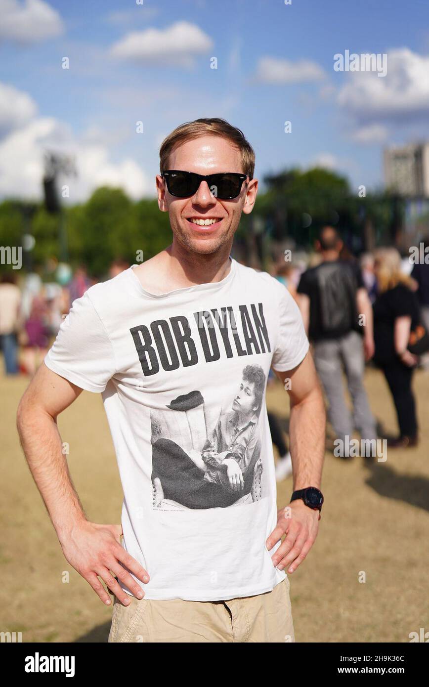 A Bob Dylan fan before a performance at Hyde Park in London (from a ...