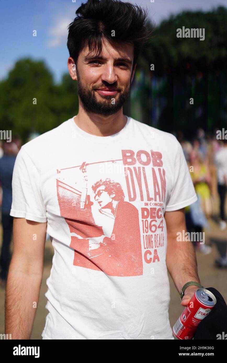 A Bob Dylan fan before a performance at Hyde Park in London (from a ...