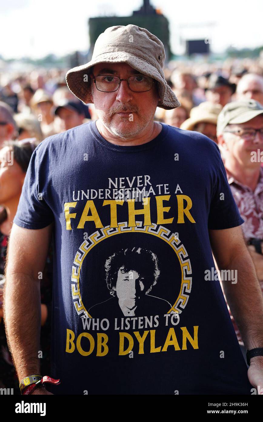 A Bob Dylan fan before a performance at Hyde Park in London (from a ...