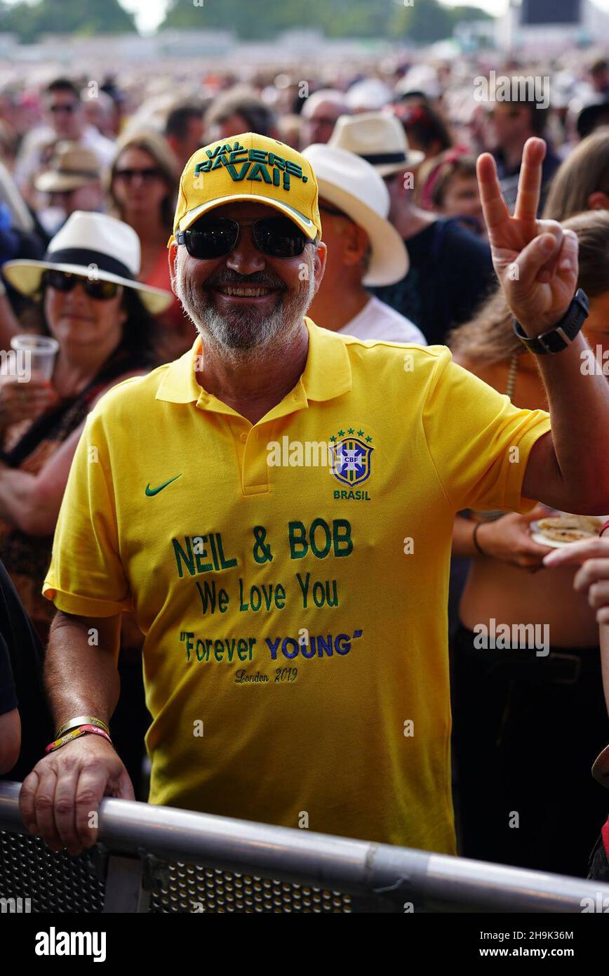 A Bob Dylan fan before a performance at Hyde Park in London (from a ...