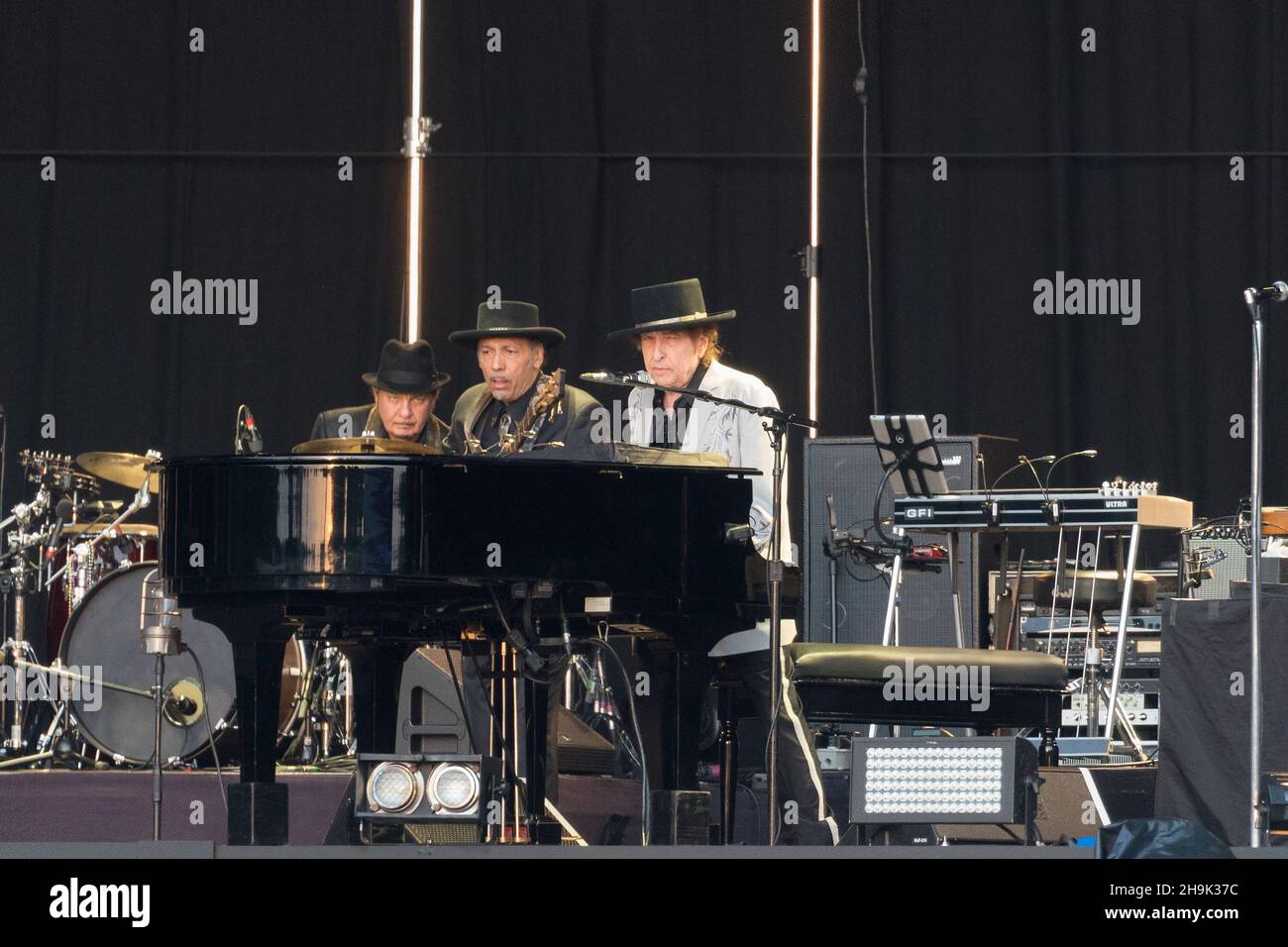 Bob Dylan performing live on stage in Hyde Park in London. Photo date ...