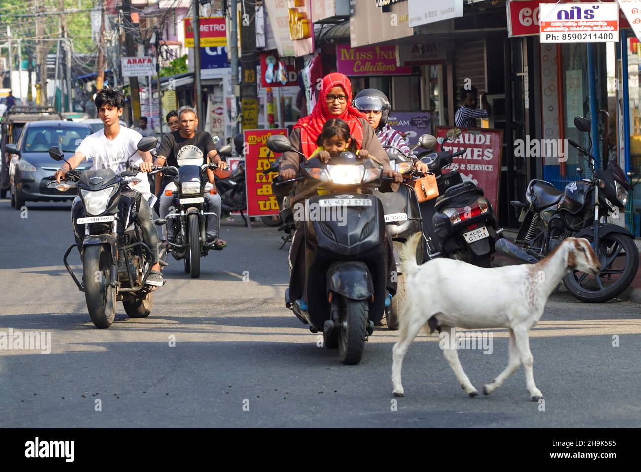A typical street scene in Cochin, Kerala. From a series of travel ...