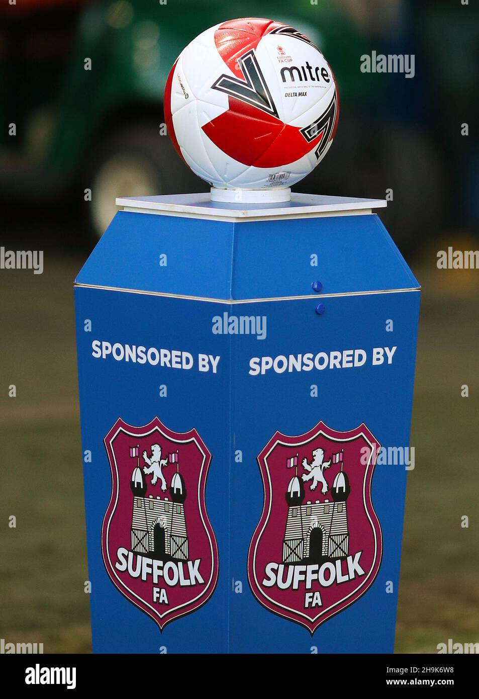 Suffolk FA match ball plinth / stand and Emirates FA Cup mitre match ...