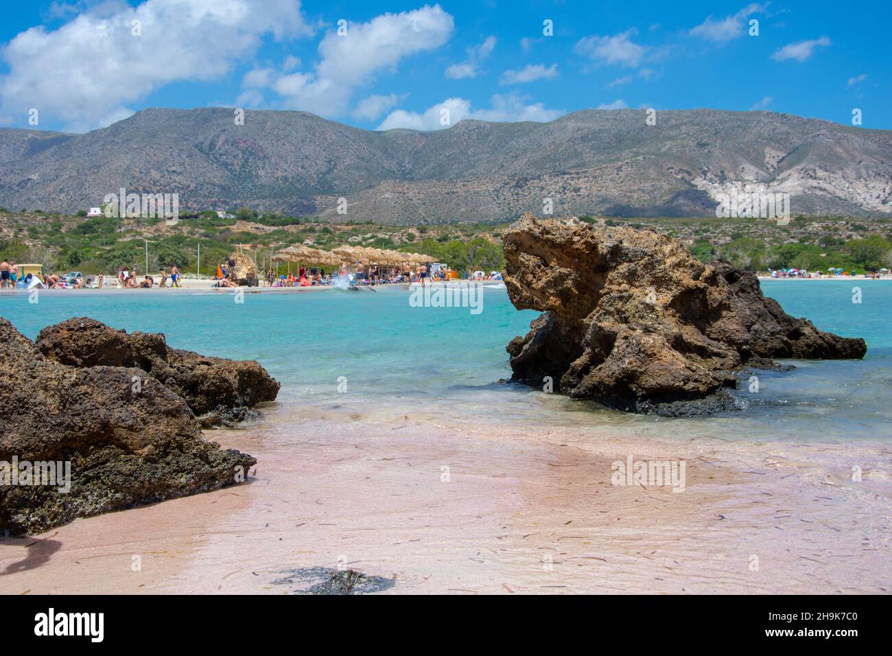 Tropical sandy beach with turquoise water, in Elafonisi, Crete, Greece ...