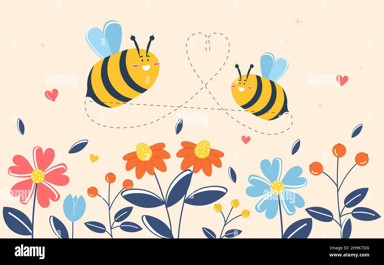 Background with bee Stock Vector Image & Art - Alamy