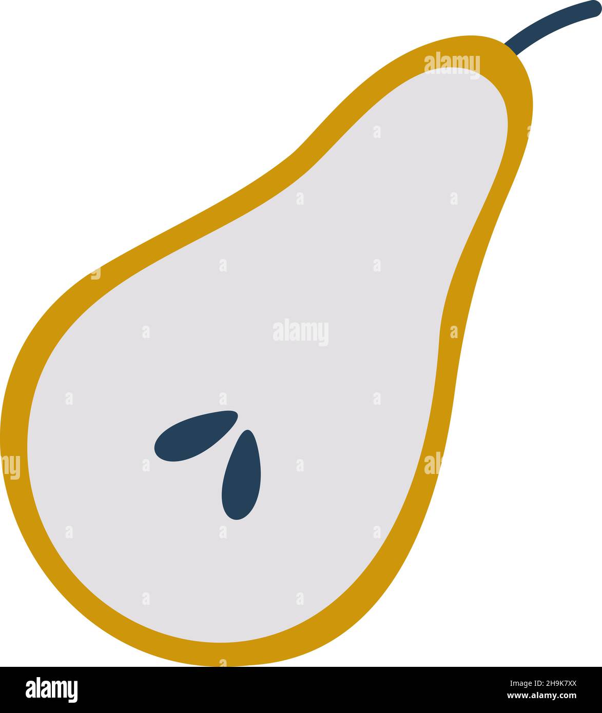 Cute doodle hand drawn colored half pear. Scandinavian style fruit ...