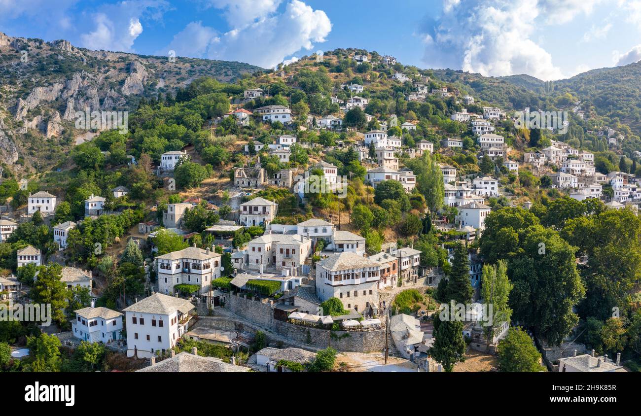 Traditional greek village of Makrinitsa on Pelion mountain in central ...