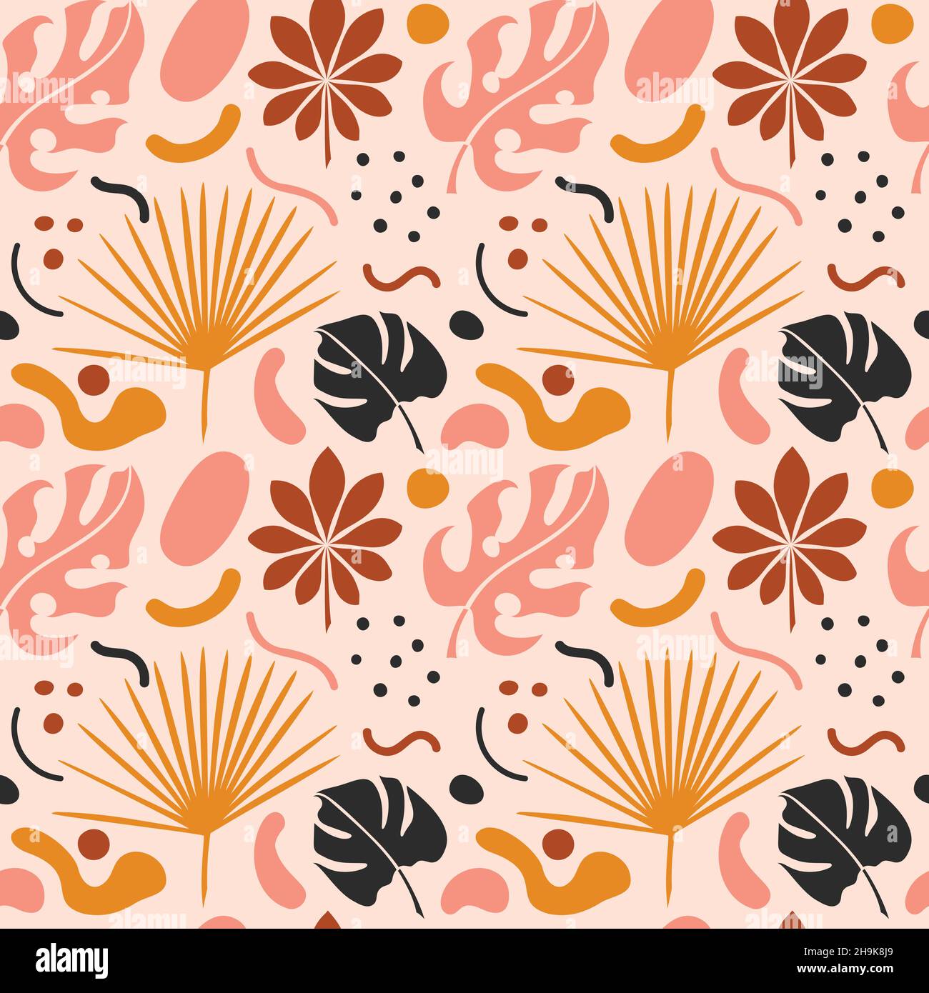 Abstract background with flat art tropical leaves Stock Vector Image ...