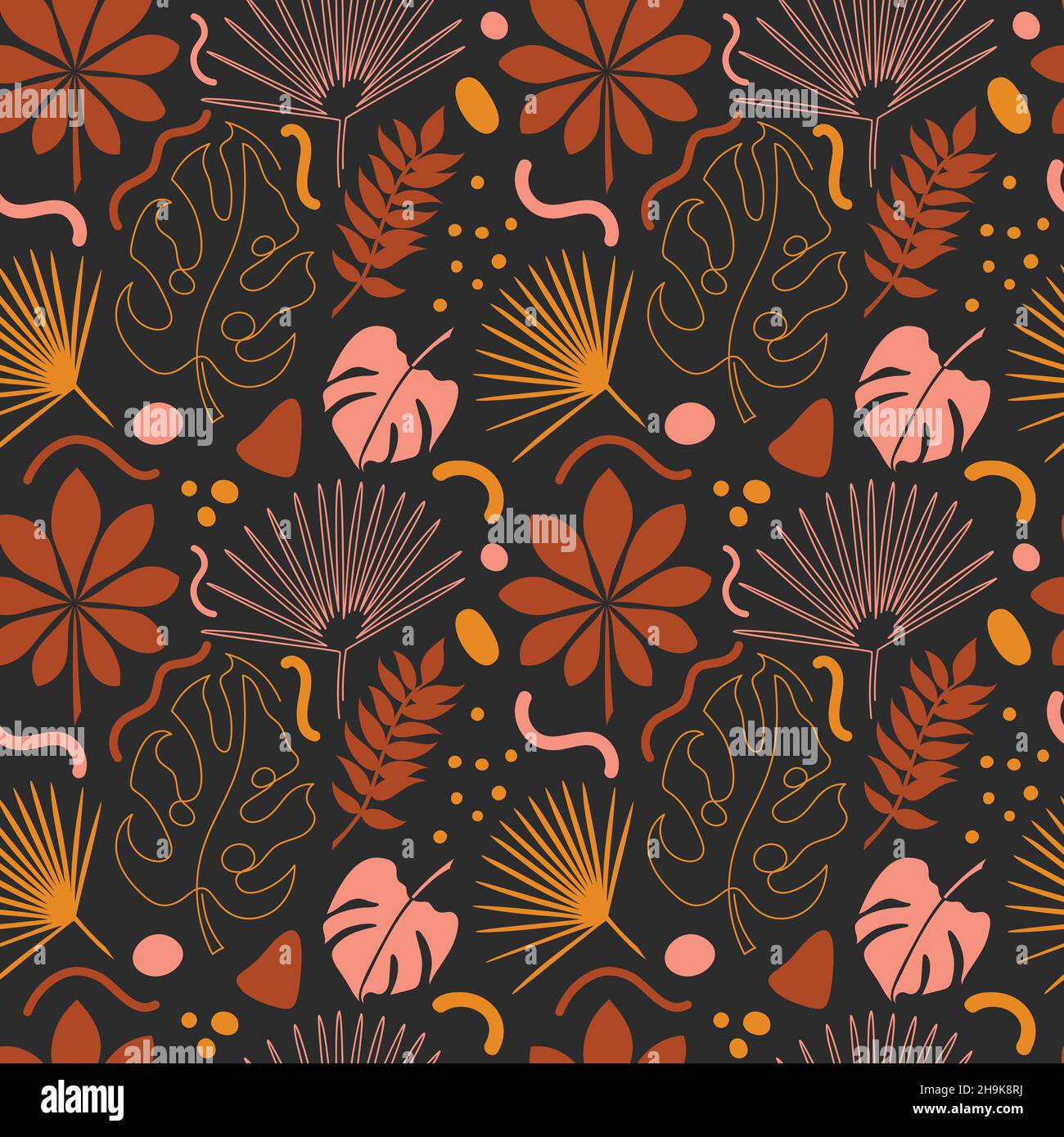 Abstract background with flat art tropical leaves Stock Vector Image ...