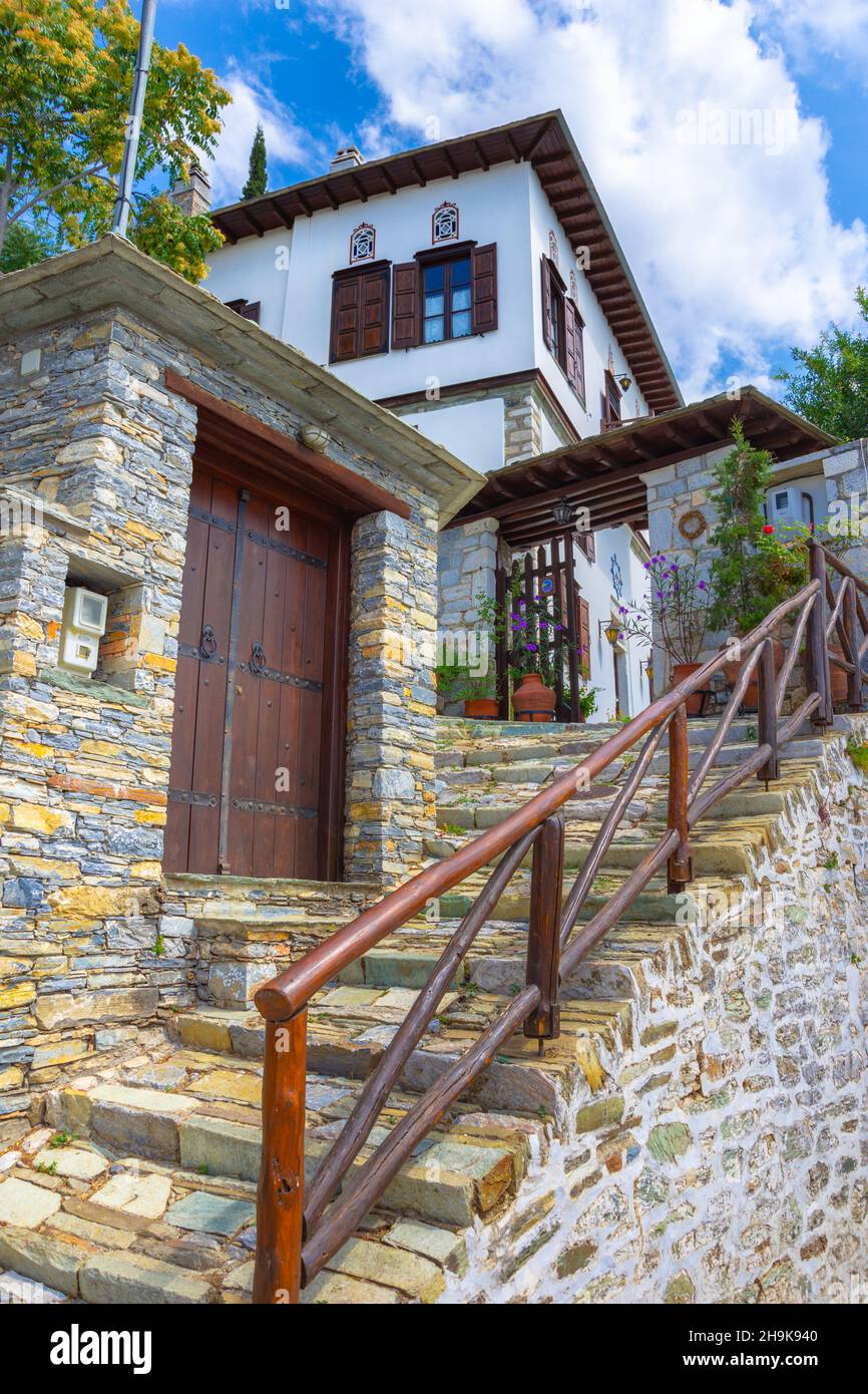 Traditional greek village of Makrinitsa on Pelion mountain in central ...