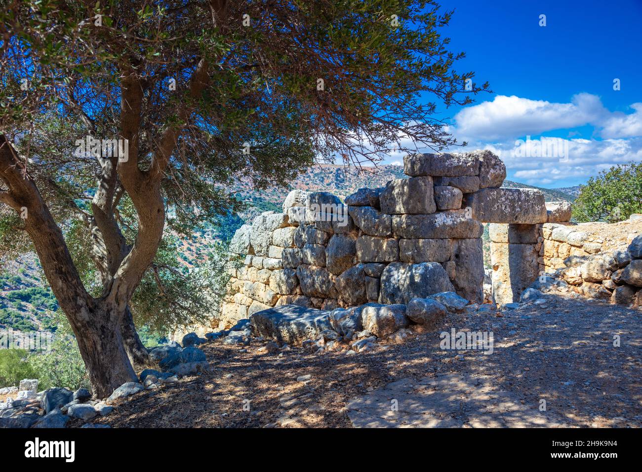 Ruins of the ancient Minoan settlement Lato, Crete, Greece Stock Photo ...