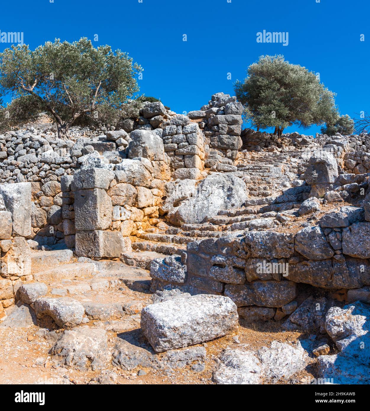 Ruins of the ancient Minoan settlement Lato, Crete, Greece Stock Photo ...