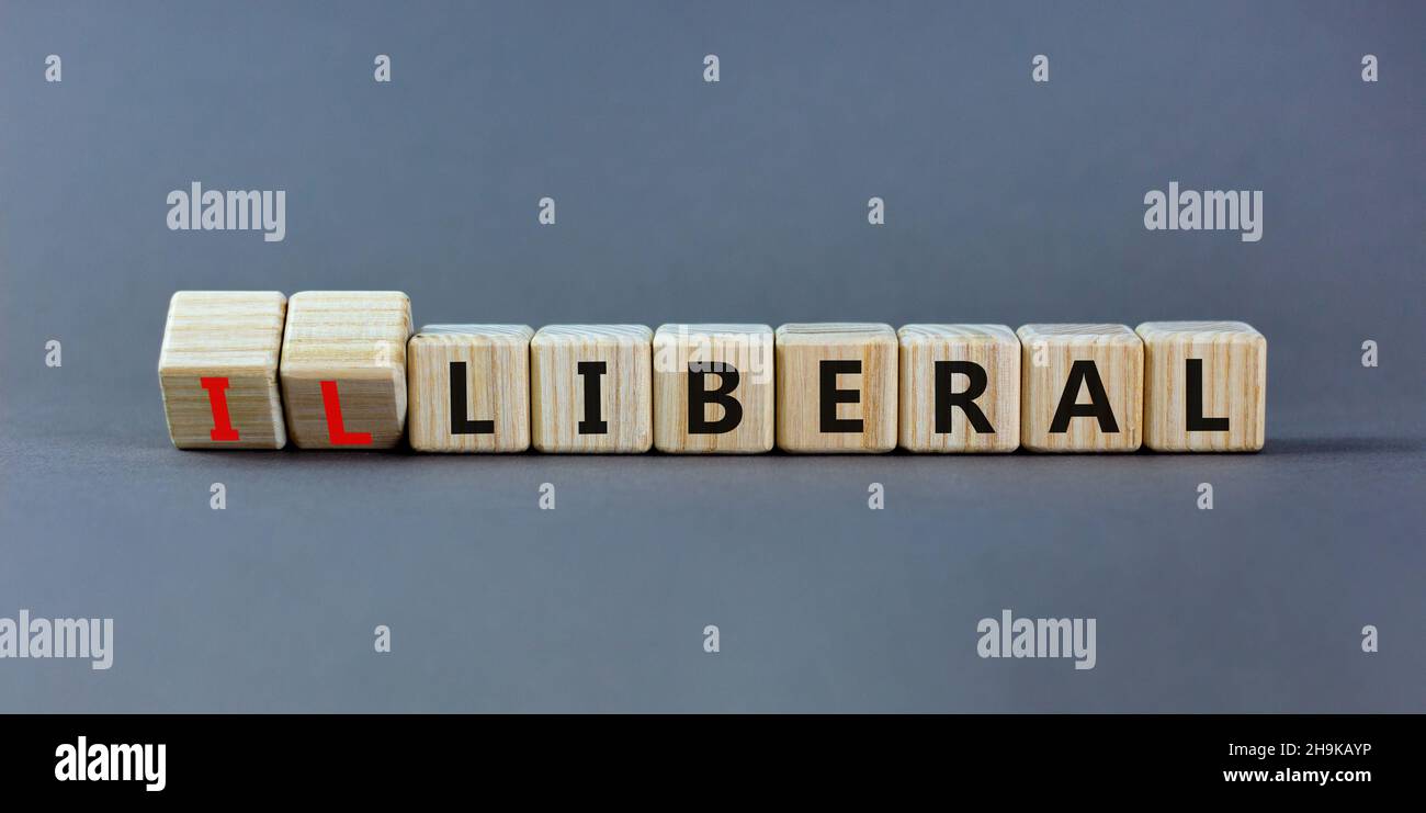Illiberal or liberal symbol. Turned wooden cubes and changed the word illiberal to liberal ...