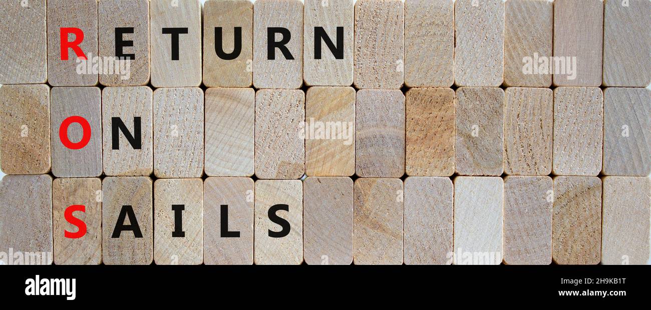 ROS return on sales symbol. Concept words ROS return on sales on wooden ...