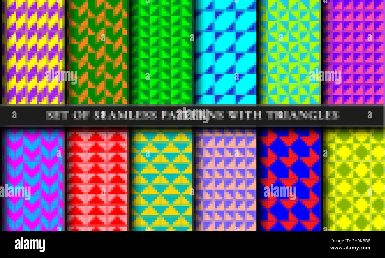 Abstract colorful triangles patterns backgrounds. Geometric seamless ...