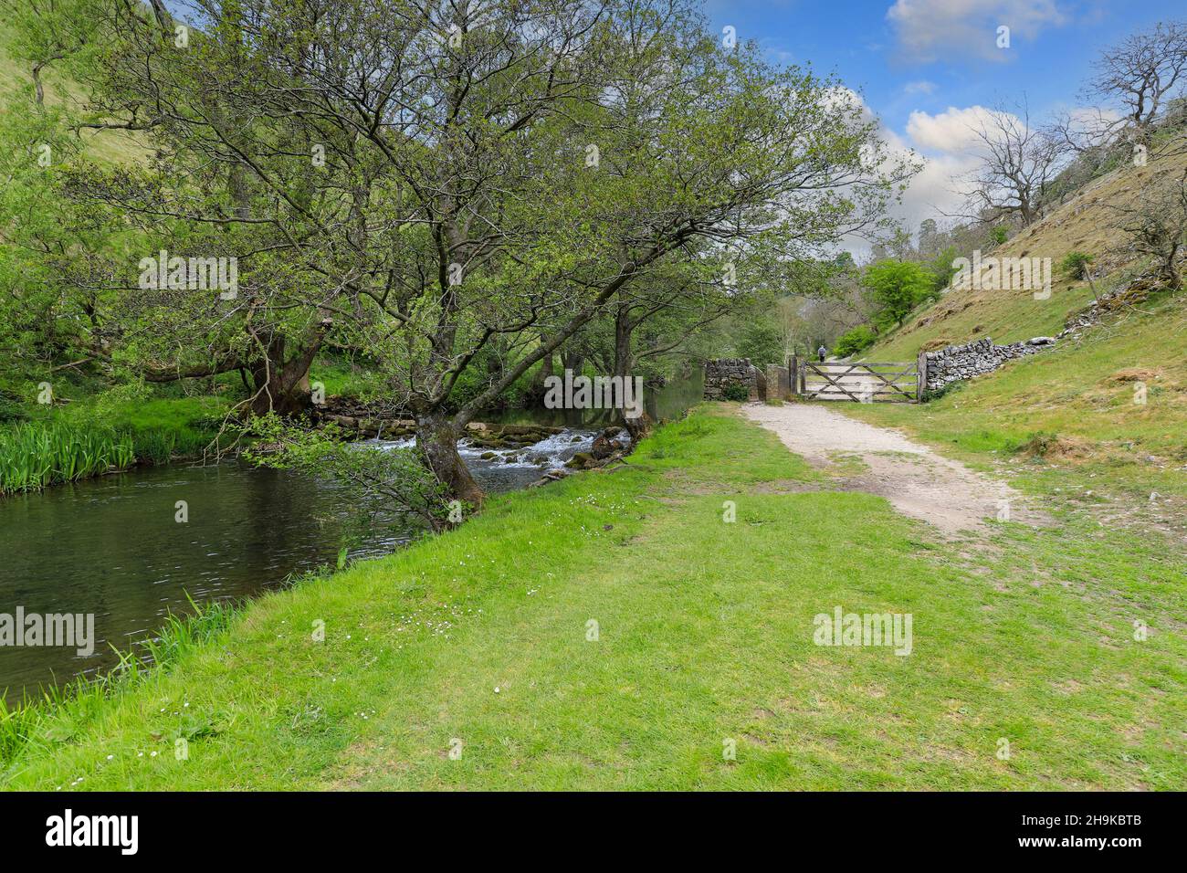 River Dove in Wolfscote Dale on the Staffordshire, Derbyshire border ...
