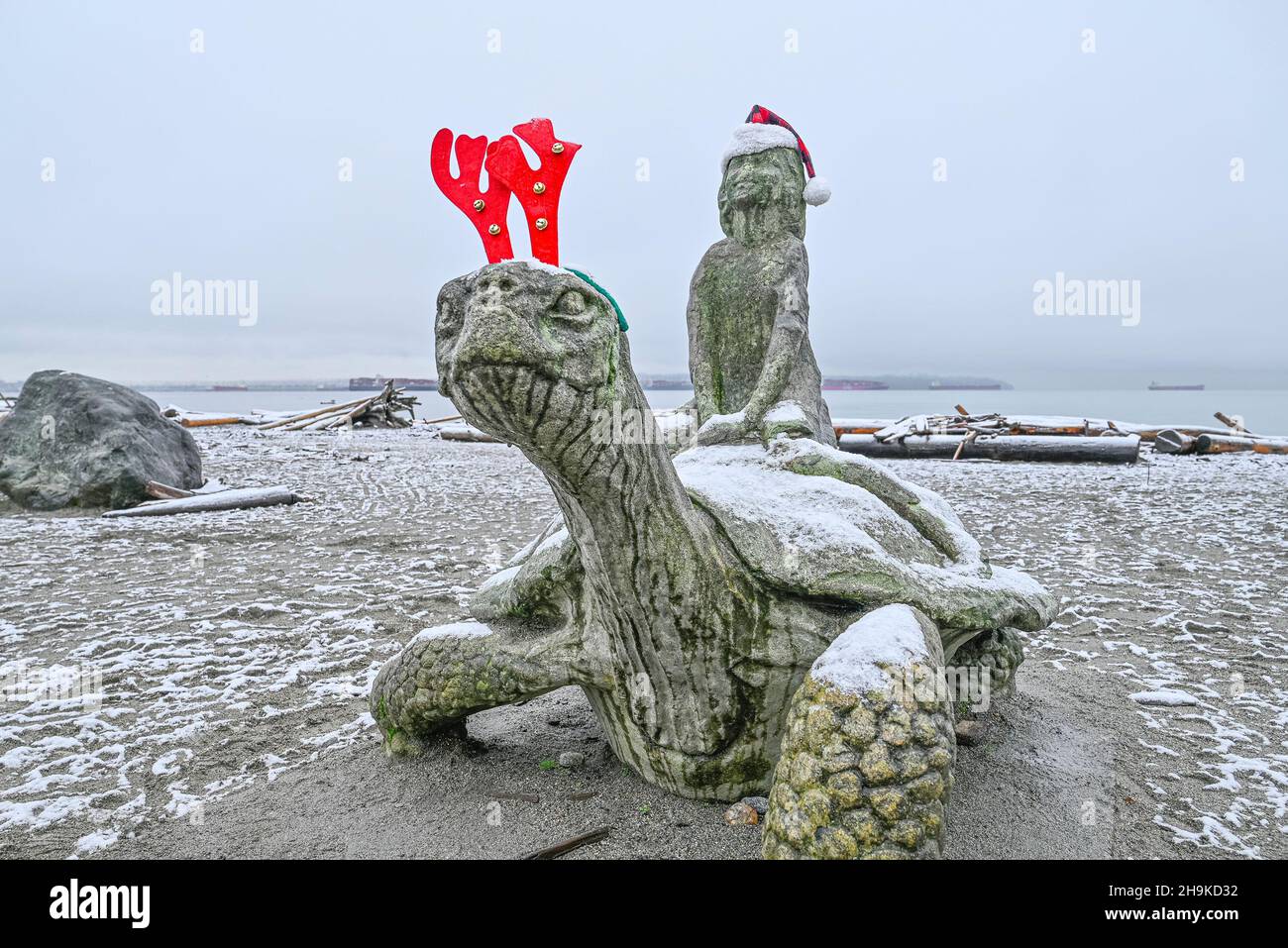 Girl riding a Turtle in winter, art installation by Patsy MacDonald ...