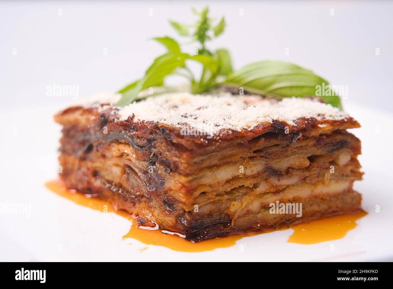 Italian food, meat lasagna view Stock Photo - Alamy