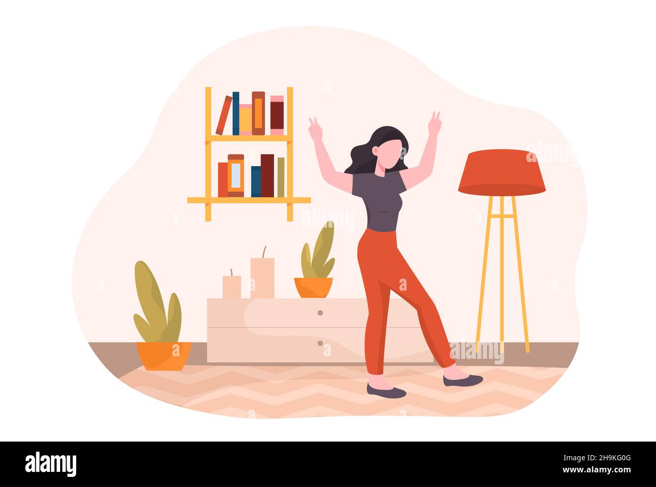 Woman dancing at home Stock Vector Image & Art - Alamy