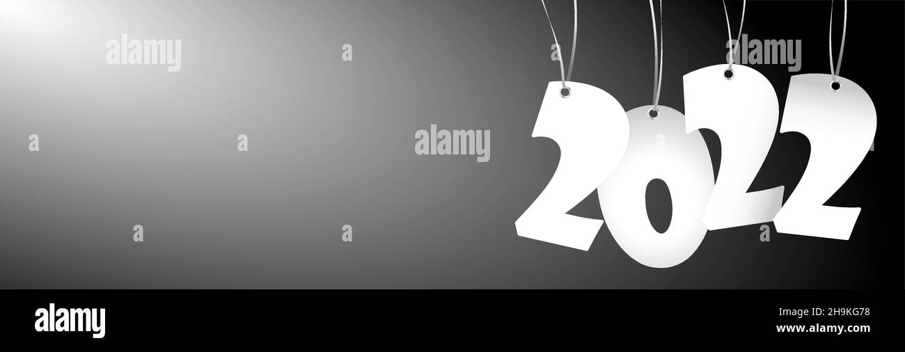 white colored hang tag numbers for New Year 2022 panorama style Stock ...