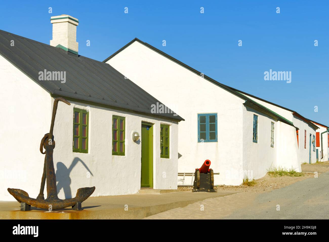 Vertical shot of fisher huts in Stenbjerg in Denmark Stock Photo - Alamy