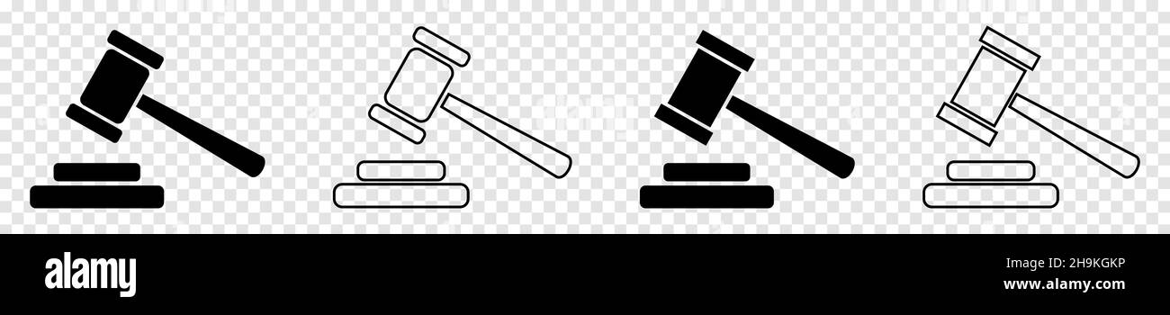 Gavel icons collection. Hammer vector icon in flat and line art style ...