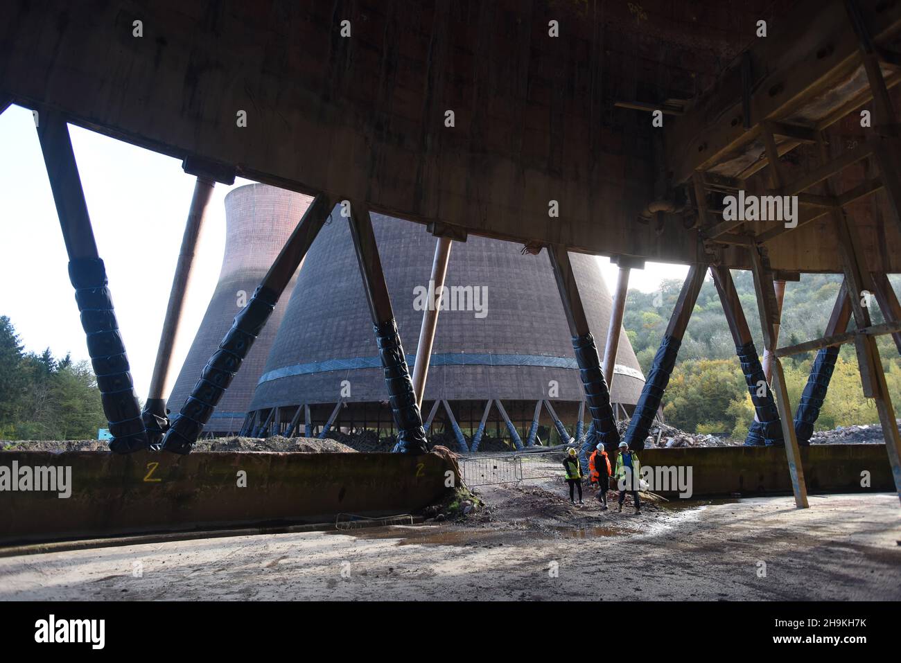 The Demolition crew with the Buildwas Power Station cooling towers ...