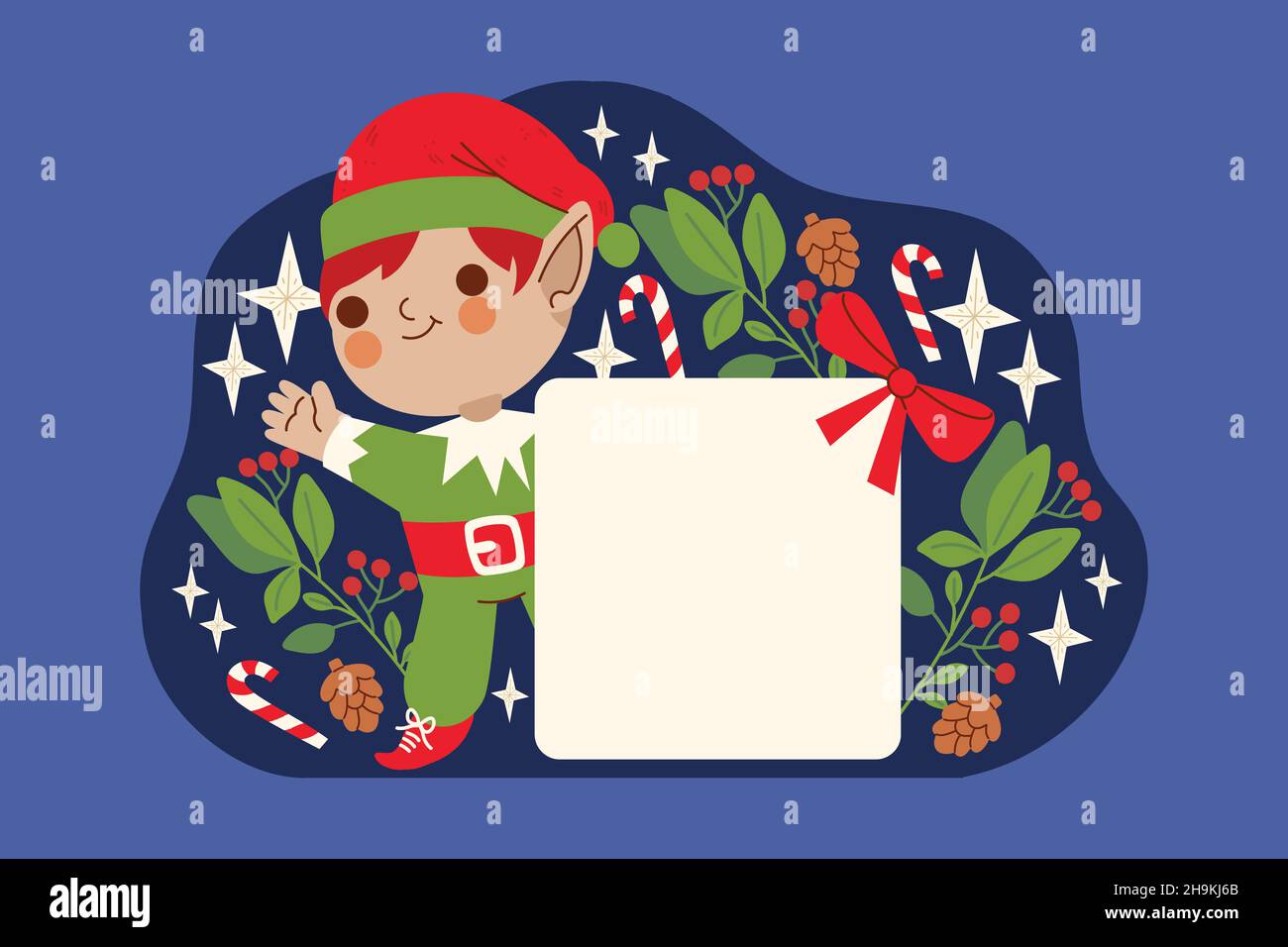 christmas elf holding blank banner vector design illustration Stock ...