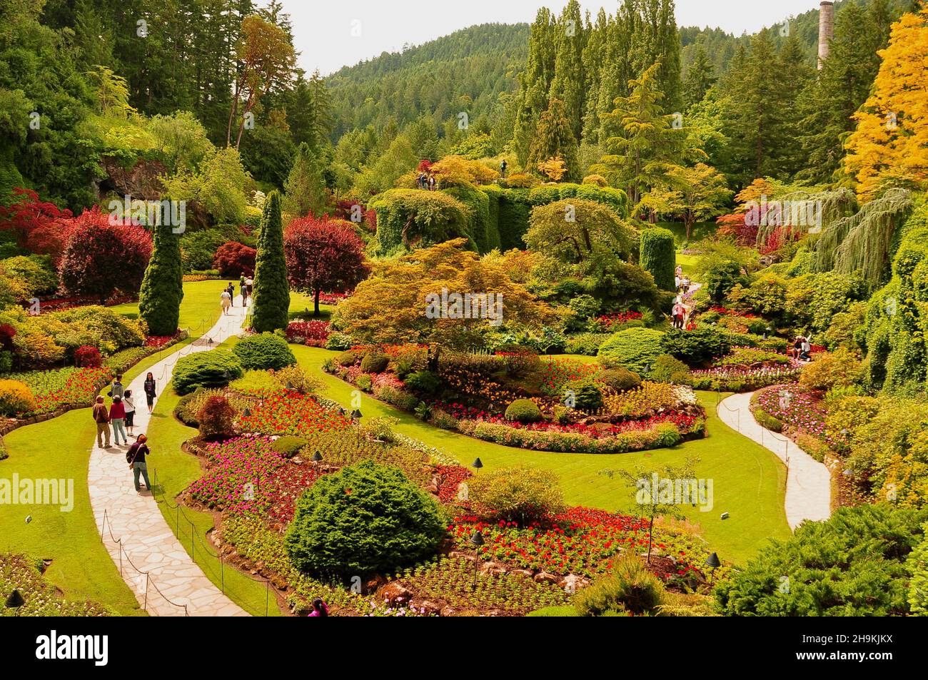 Sunken gardens at the Butchart Gardens in Victoria BC, Canada Stock ...