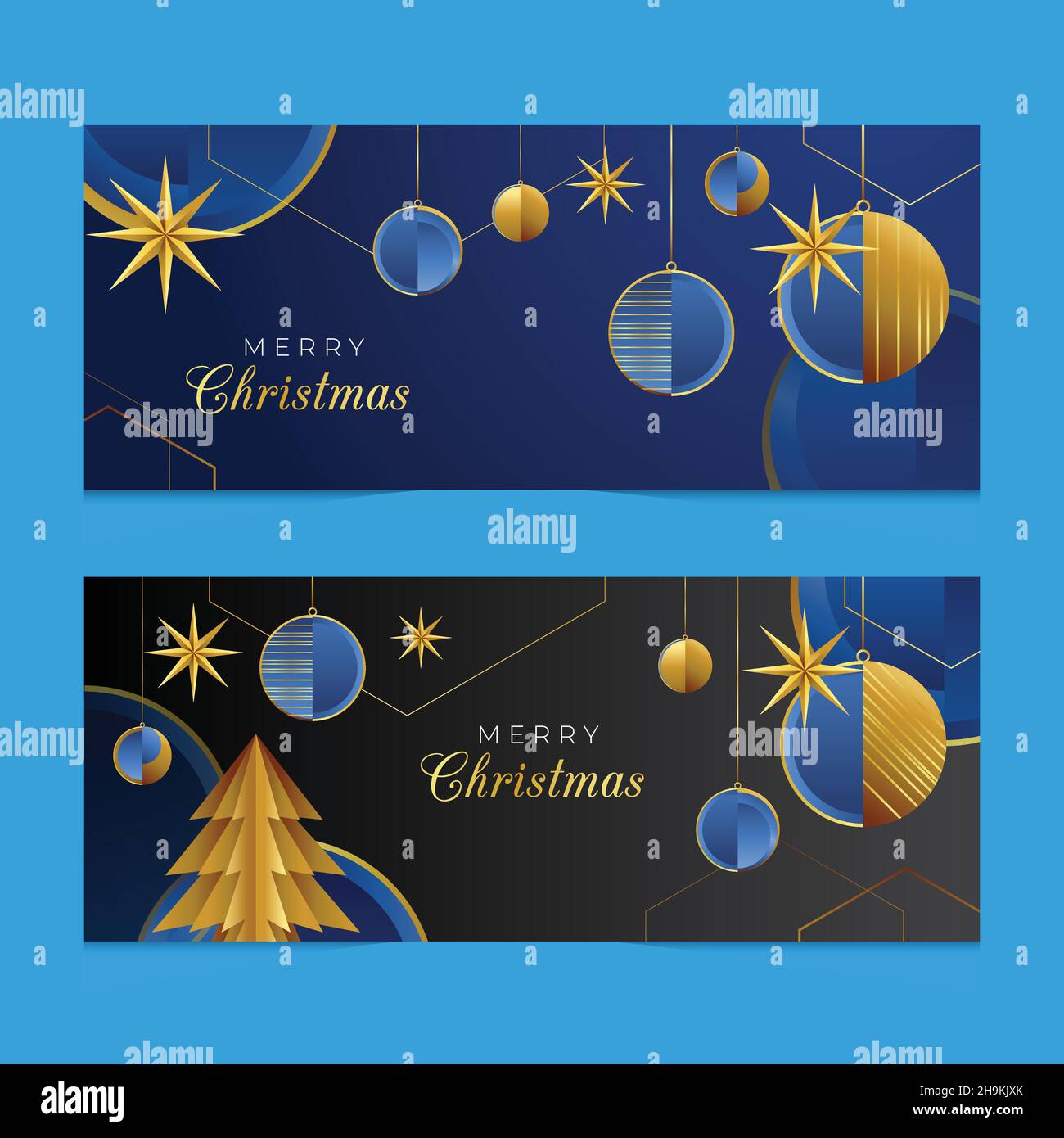festive blue gold christmas banner vector design illustration Stock ...