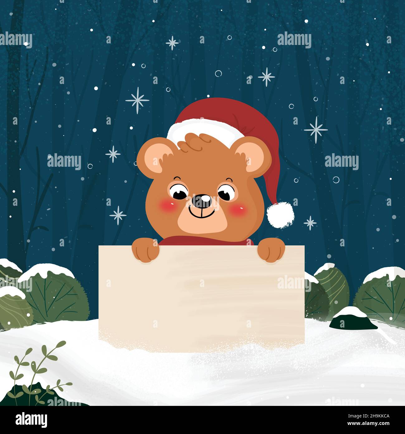 christmas bear holding blank banner vector design illustration Stock ...