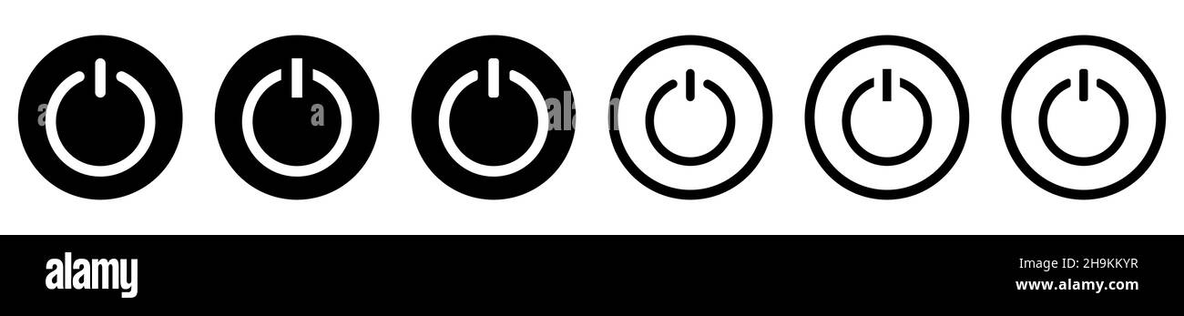 Power off icon set. Flat and line art style. Vector illustration ...