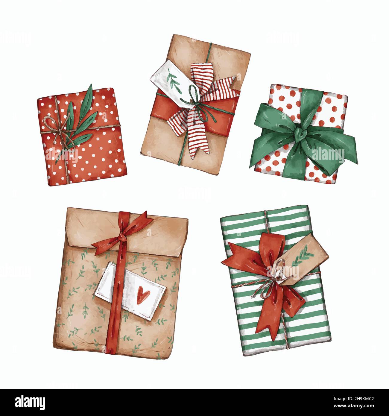 watercolor christmas gift collection vector design illustration Stock ...