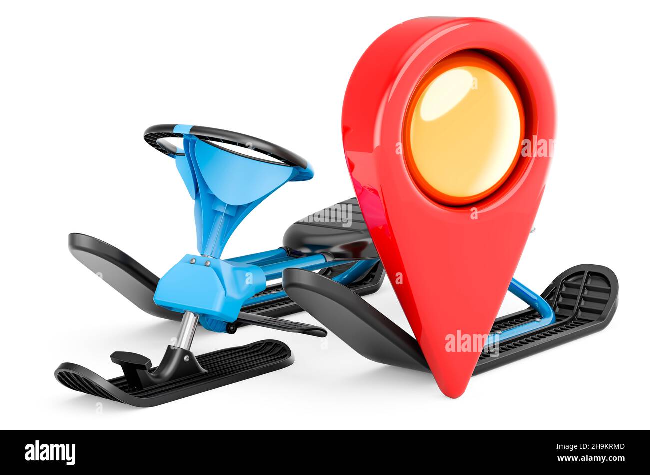 Snow slider with map pointer. 3D rendering isolated on white background ...
