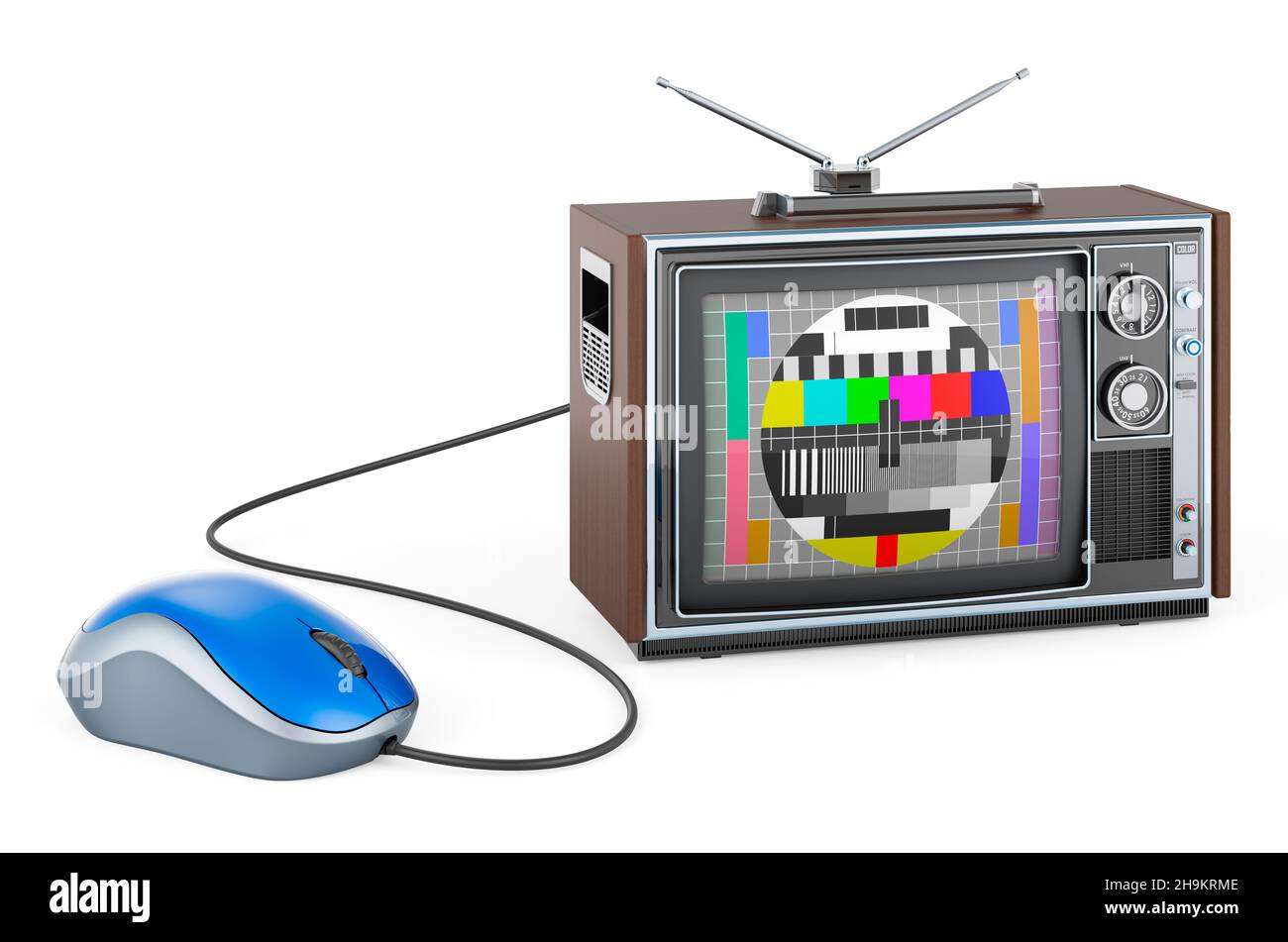 Smart TV concept. TV set with computer mouse. 3D rendering isolated on ...