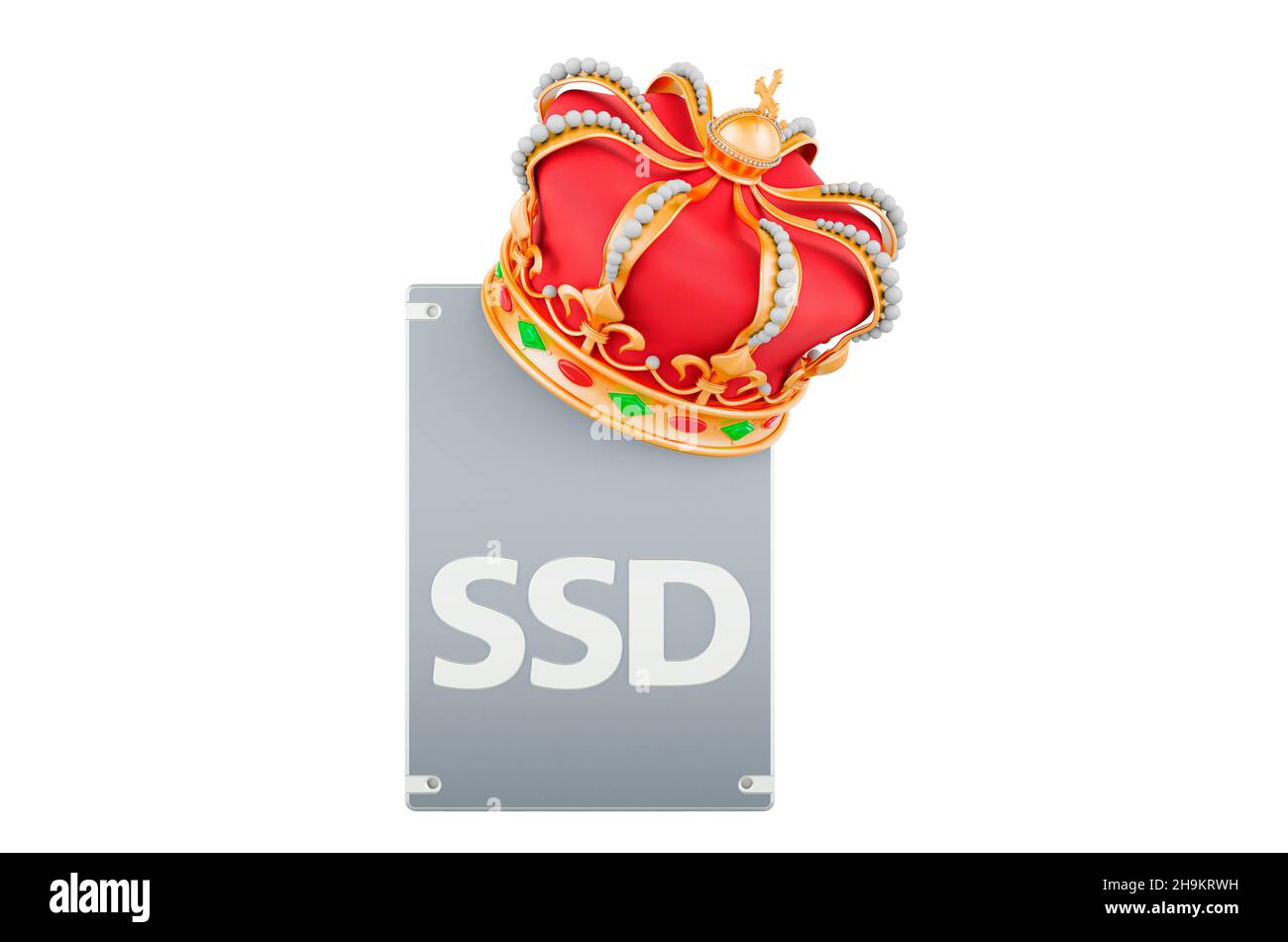 SSD with golden crown, 3D rendering isolated on white background Stock ...