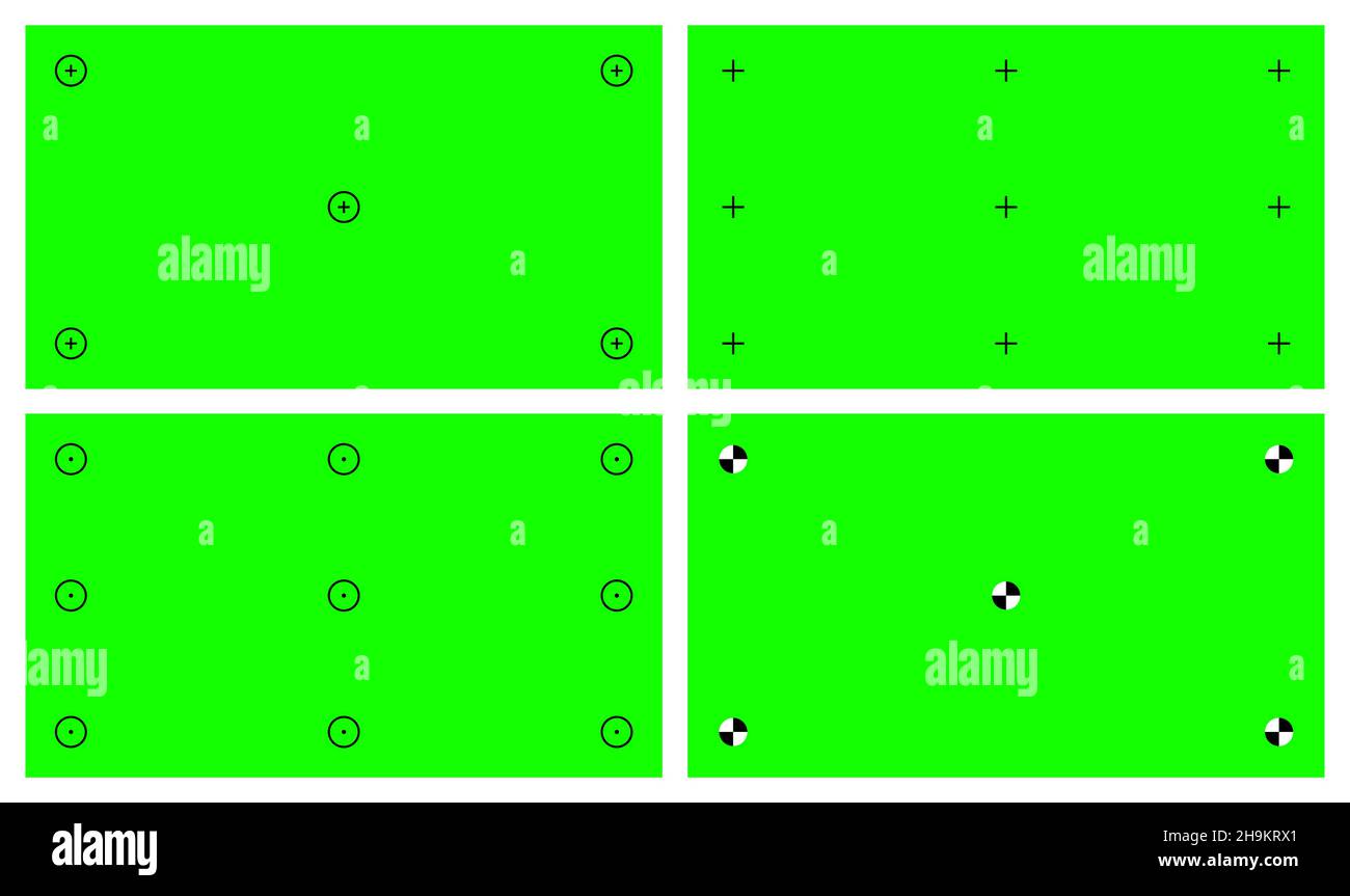 Chroma key, blank green background with motion tracking points. Visual ...