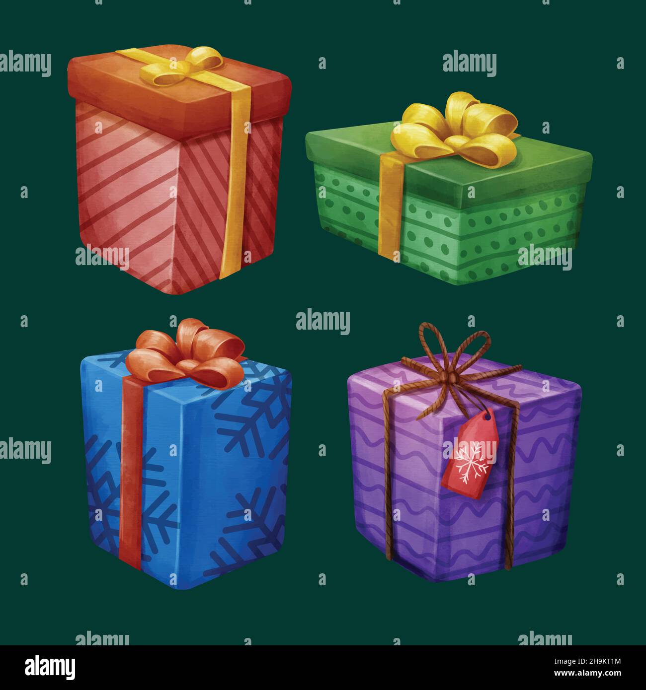 watercolor christmas gift collection vector design illustration Stock ...