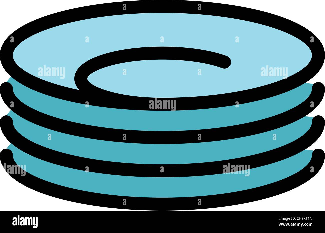 Food plate icon. Outline food plate vector icon color flat isolated ...