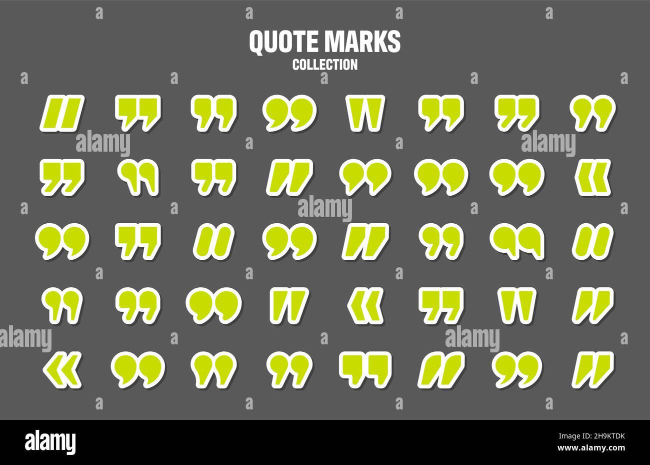 Quotation marks vector collection. Green quotes icon. Colorful stickers ...