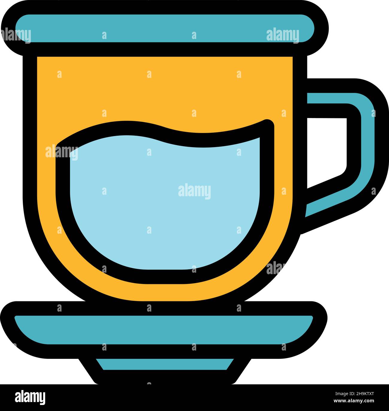 Half drink mug icon. Outline half drink mug vector icon color flat ...