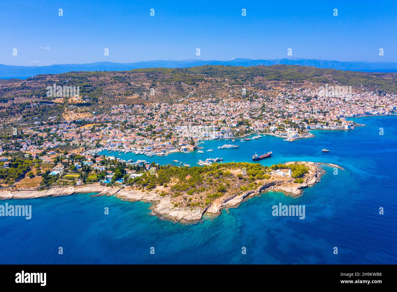 View of the amazing island of Spetses, Greece Stock Photo - Alamy